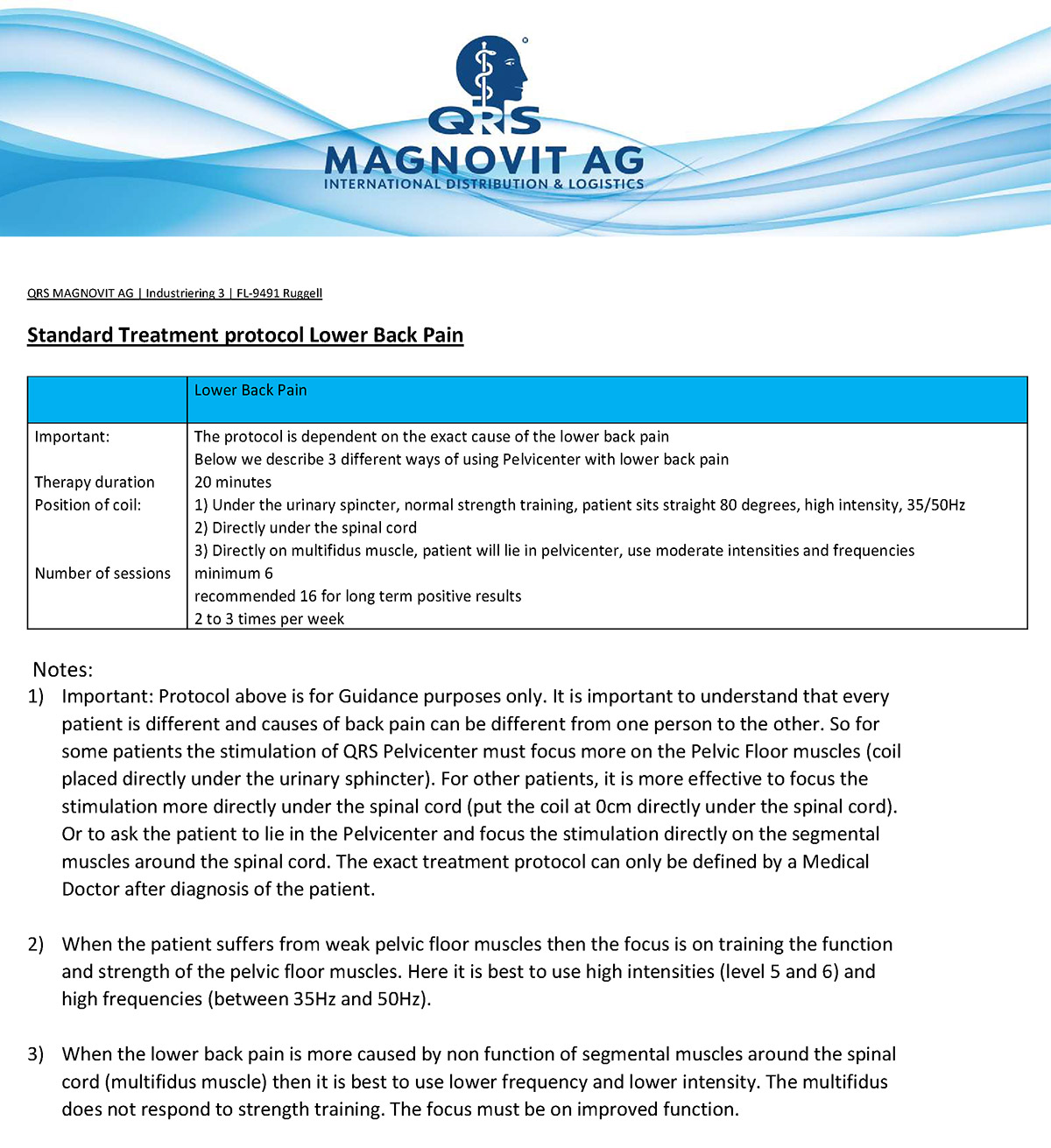 Pelvi-Up | Standard Treatment protocol Lower Back Pain (EN)