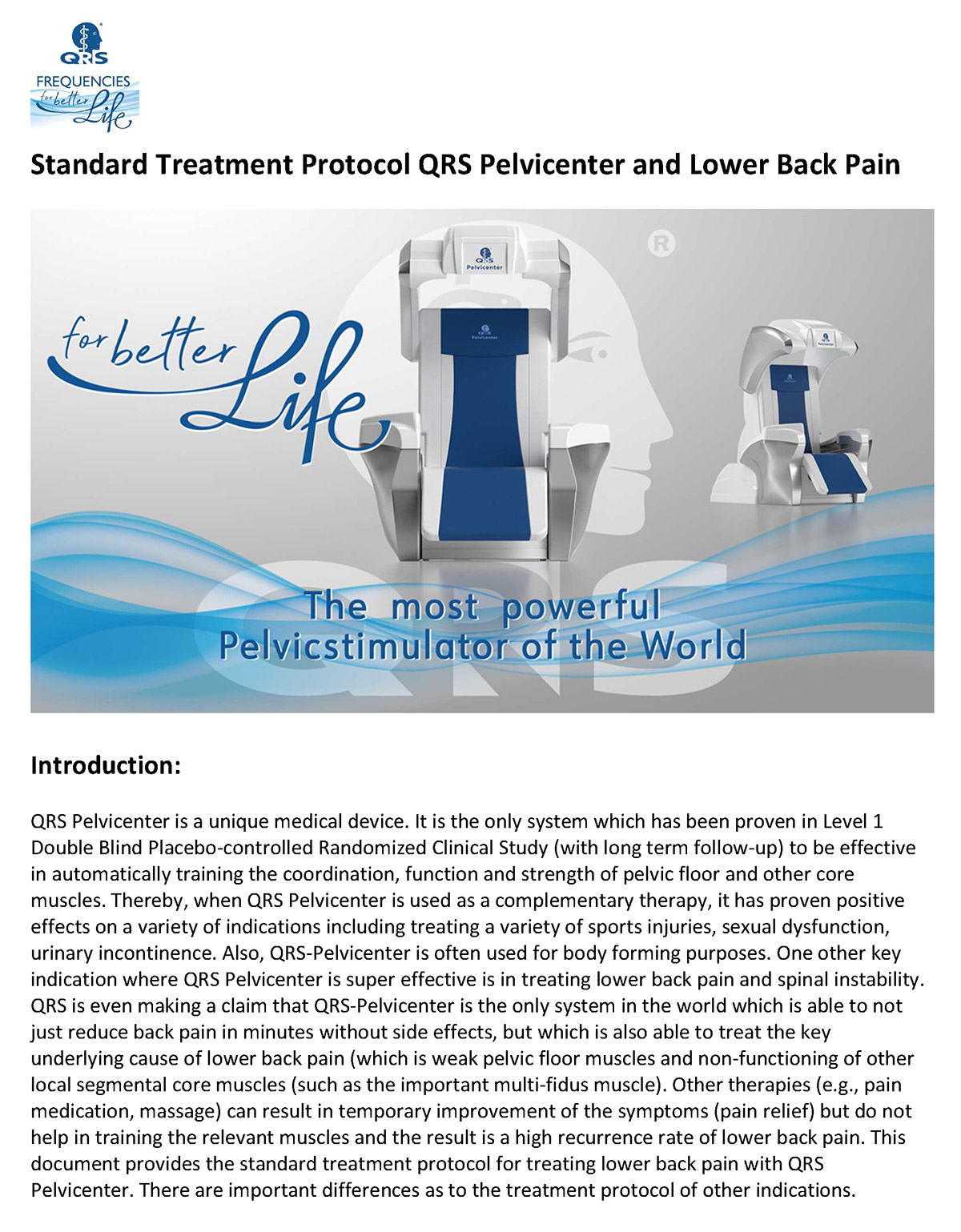 Pelvi-Up | Standard Treatment Protocol QRS Pelvicenter and Lower Back ...